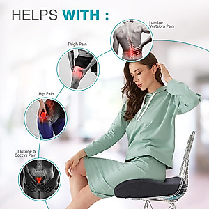 WISHSMILE Memory Foam Seat Cushions for Desk Chair, Car Driver with Better Coccyx Pressure Back Pain Relief and Body Weight Dispersing Effects, Seat Pad for Kitchen, Stadium and Classroom