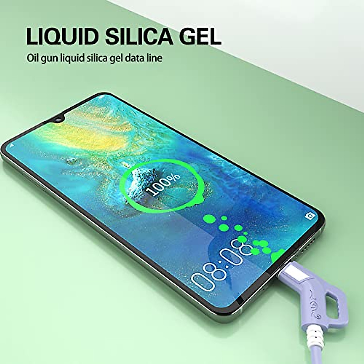 BGNTBUK Fast Charging Cord Type C to Type C 1m 3A Silicone Data Cable Mobile Phone Color Fast Charging Line Liquid Soft Plastic Flash Charging Cable 6ft Cable