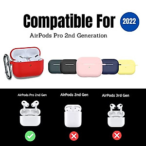 New AirPods Pro 2nd Generation Case Cover 2022, Silicone Protective Case for Apple Airpods with Keychain, Shockproof 2nd Generation Airpods Pro Case, Cute Airpod Charging Case Front LED Visible