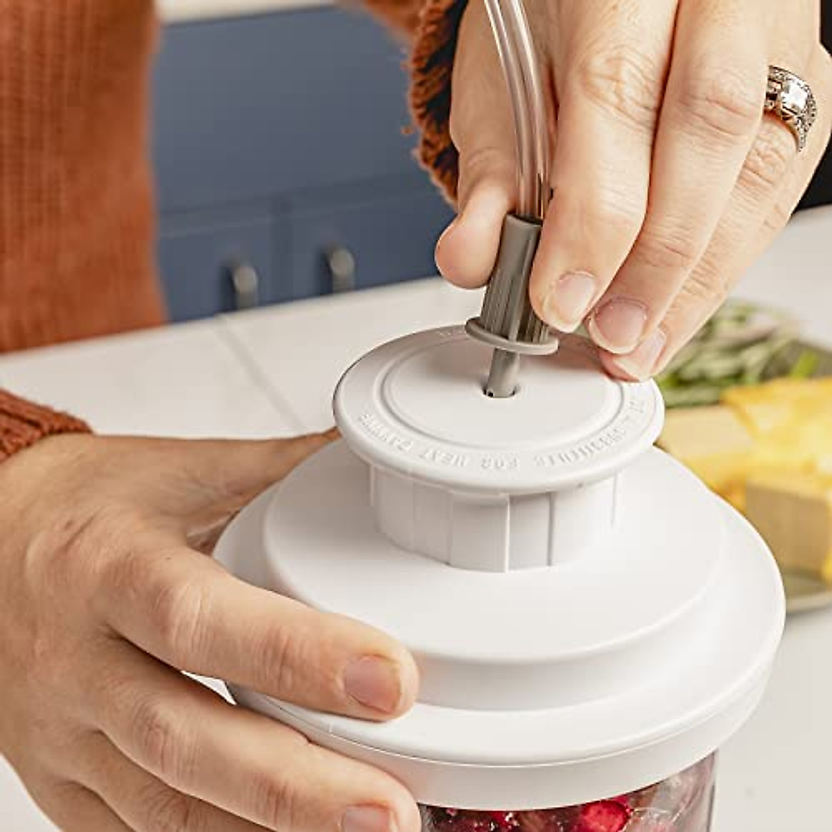 Jar Sealer Hood for Vacuum Sealing Wide-Mouth Mason Jar Food Storage 2 Pack with One Accessory Hose by Magic Vac, Keep Food Fresh BPA Free, MADE IN ITALY