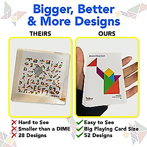 3 Bees & Me 2 Wooden Tangram Shapes Puzzle Toys with 52 Pattern Cards for Kids and Adults - Montessori Wood Toy, STEM Shape Puzzles Manipulatives Games, Educational Tangrams, Brain Logic Blocks