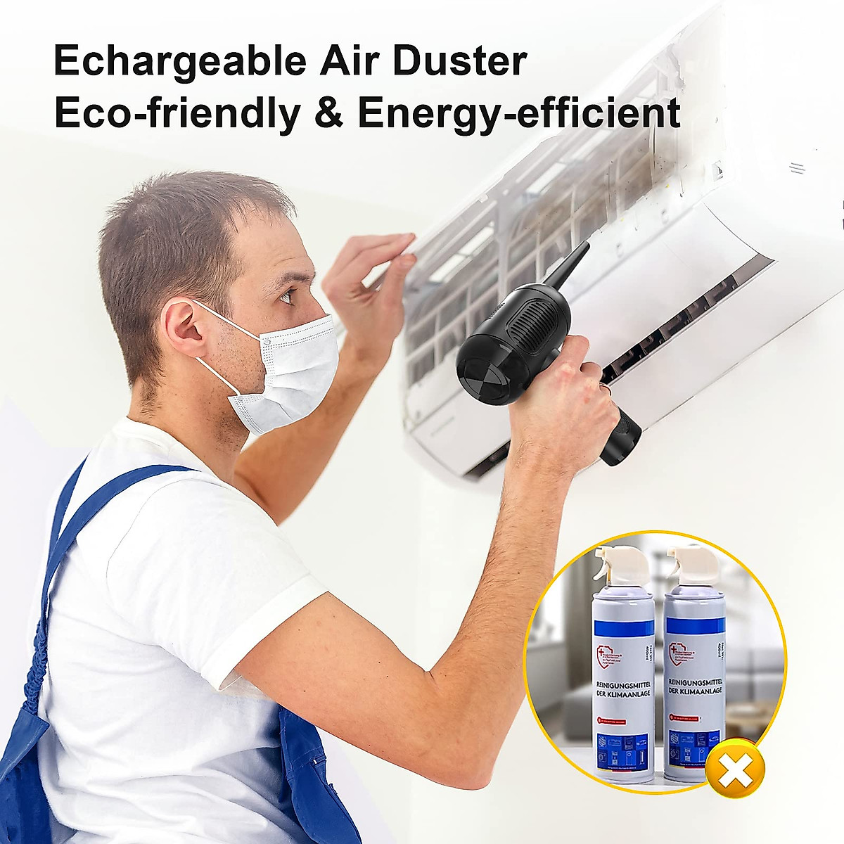 Compressed air Duster - Keyboard Cleaner 90000RPM no Canned Electric Air Blower for Office Rechargeable Cordless Home Cleaner for Computer no Canned (N-02)