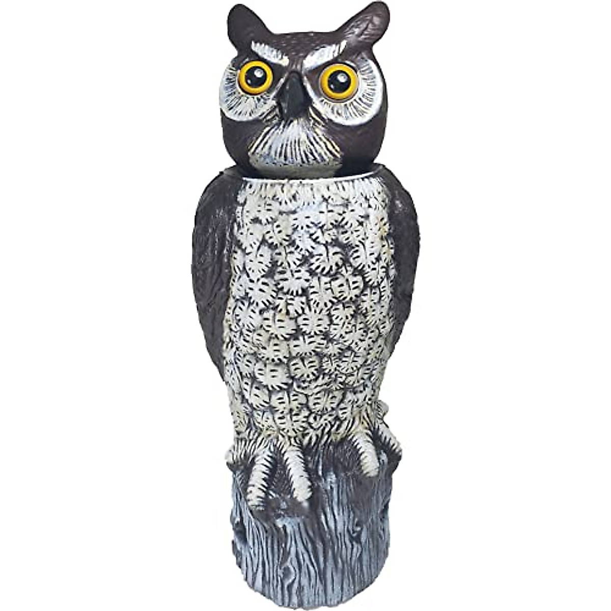 Dalen SOL-R Action Solar Fake Owl Decoy to Scare Birds Away from Gardens, Rooftops, and Patios - Scarecrow Provides Chemical-Free Pest Control - Safe and Humane, 18" 360º Rotating Head