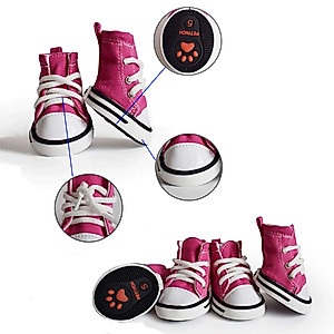 abcGoodefg Pet Dog Shoes Puppy Canvas Sport Sneaker Boots, Outdoor Nonslip Causal Shoes Rubber Sole Soft Cotton Inner Fabric Shoes for Pet Dog (#4(1.732.20), Pink)