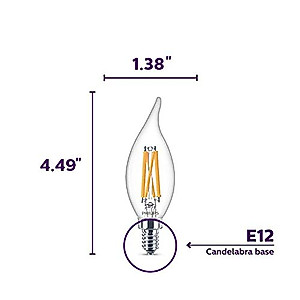 Philips LED Classic Glass Dimmable BA11 Light Bulb, 500 Lumen, Daylight (5000K), 5.5W-60W, E12 Base, Title 20 Certified, (Pack of 12)