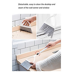 Qidiwin Mini Broom and Dustpan, Home Kitchen Sweeping for Kids(White+Gray)