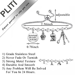 PLITI Baker Bracelet Culinary Student Gift Culinary School Graduation Gift She Believed She Could So She Did Bangle (she believed Baker bg)