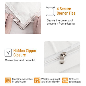 YULEEE Eiffel Tower Duvet Cover Queen Size - Pink Bedding Set, Bedroom Decor, Hot Air Balloon Quilt Cover with Zipper Closure, 3 Pcs Reversible Soft Comforter Cover Set