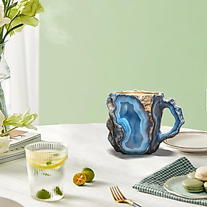 WGMM Mineral Crystal Coffee Mugs, Crystal Coffee Mugs, Mineral Crystals Cups, Colorful Crystal Mug Translucent Coffee Mug,Elegant Crystal Gift for Home Office Coffee Mugs (Blue)