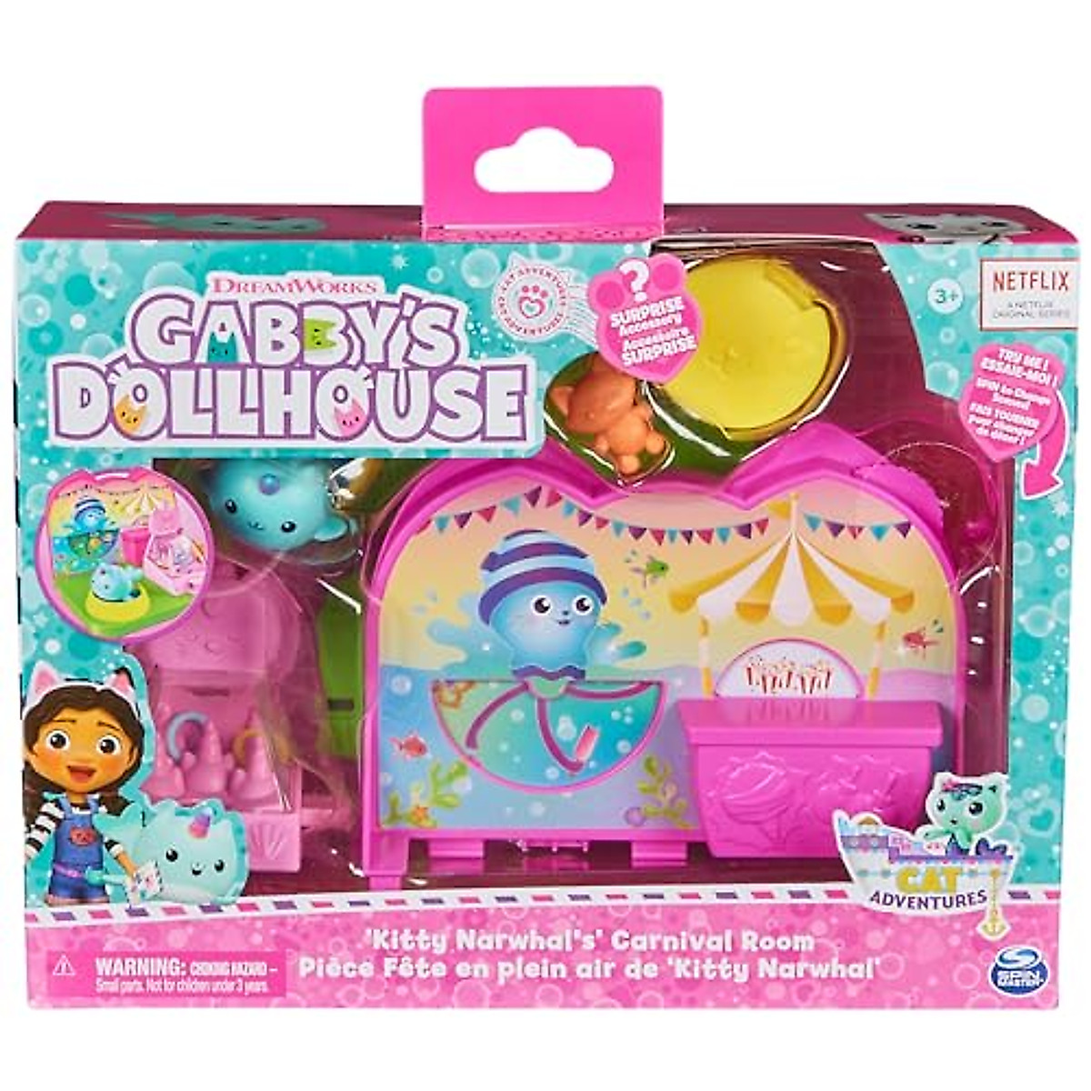 Gabby’s Dollhouse Kitty Narwhal’s Carnival Room, with Toy Figure, Surprise Toys and Dollhouse Furniture, Kids Toys for Girls & Boys 3+