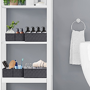 Posprica Woven Storage Baskets for Organizing 6 Pack, Large&Small Storage Cube Bins Set for Bathroom, Storage Boxes Container for Drawer, Closet, Shelf, Dresser, Dark Grey