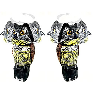 GiftExpress 2 Pk 15.5" Scarecrow Owl Decoy with Rotating Head Statue, Pest Repellent, Bird Control, Bird Deterrent, Garden Protectors, Fake Owls (2)