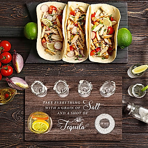 Shot Glasses Serving Tray Wooden Flight Tray Glass Holder Shot Glasses Board Bar Serving Trays for Bar Restaurant Party Family Gathering Can Display Men Women Friends Gifts (13 x 8.7 Inch, Brown)