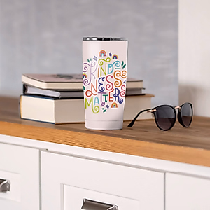 Studio Oh! Insulated Stainless-Steel Tumbler - Double-Walled 17-Ounce Travel Cup - Vacuum Seal Keeps Liquids Hot or Cold for Hours - Fits Standard Size Cup Holders - Kindness Matters