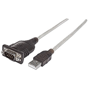 Manhattan USB to RS232 Serial Adapter Converter – Long 18 Inch Cable Cord, 24 AWG - Connects Serial Device to a USB Port, FTDI Chipset, Compatible with Window, Linux, Mac – 3 Year Mfg Warranty–205153