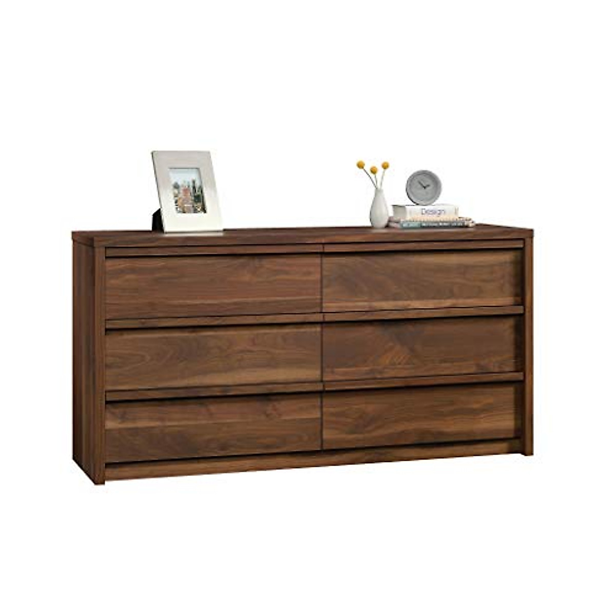 Sauder Harvey Park Dresser, L: 60.71" x W: 17.48" x H: 31.06", Grand Walnut Finish