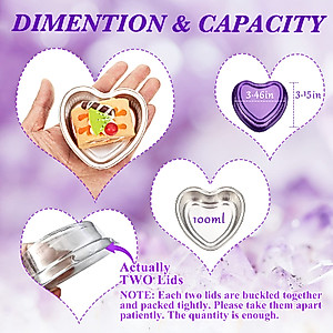 Geiserailie 200 Sets Aluminum Foil Cake Pan with Clear Lids 100 ml/ 3.4 Ounces Heart Shaped Disposable Mini Cupcake Cup Flan Baking Cups Pan for Xmas Valentine Wedding Birthday Party (Purple)