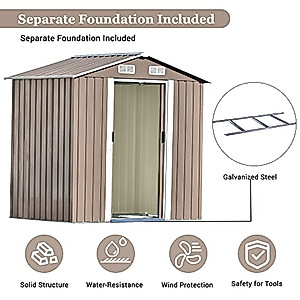 Morhome 6FTx4 FT Patio Bike Shed Garden Shed, Metal Storage Shed with Lockable Door, Tool Cabinet with Vents and Foundation for Backyard, Lawn, Garden