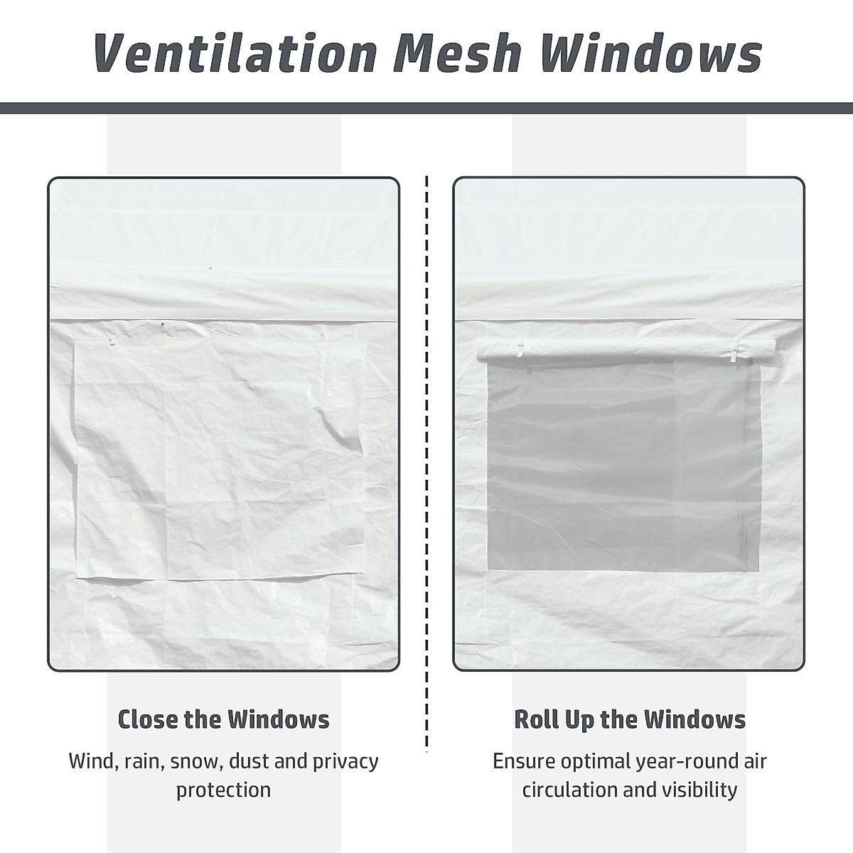 Aoodor 20 x 12 FT. Vehicle Carport Canopy Portable Garage Party Canopy Tent Boat Shelter, Heavy Duty Metal Frame with Removable Rool-up Sidewalls and Doors, White