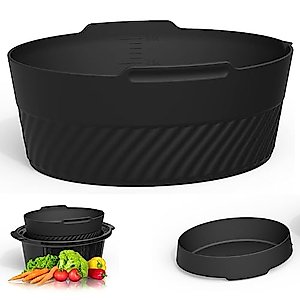 Black Silicone Crock Pot Liners 5-6QT, Non-Stick, Reusable and Food-grade Slow Cooker Liner Foldable Collapsible Single Grid Liners for Crock Pot Reusable, Food Grade Safe & Leak Proof