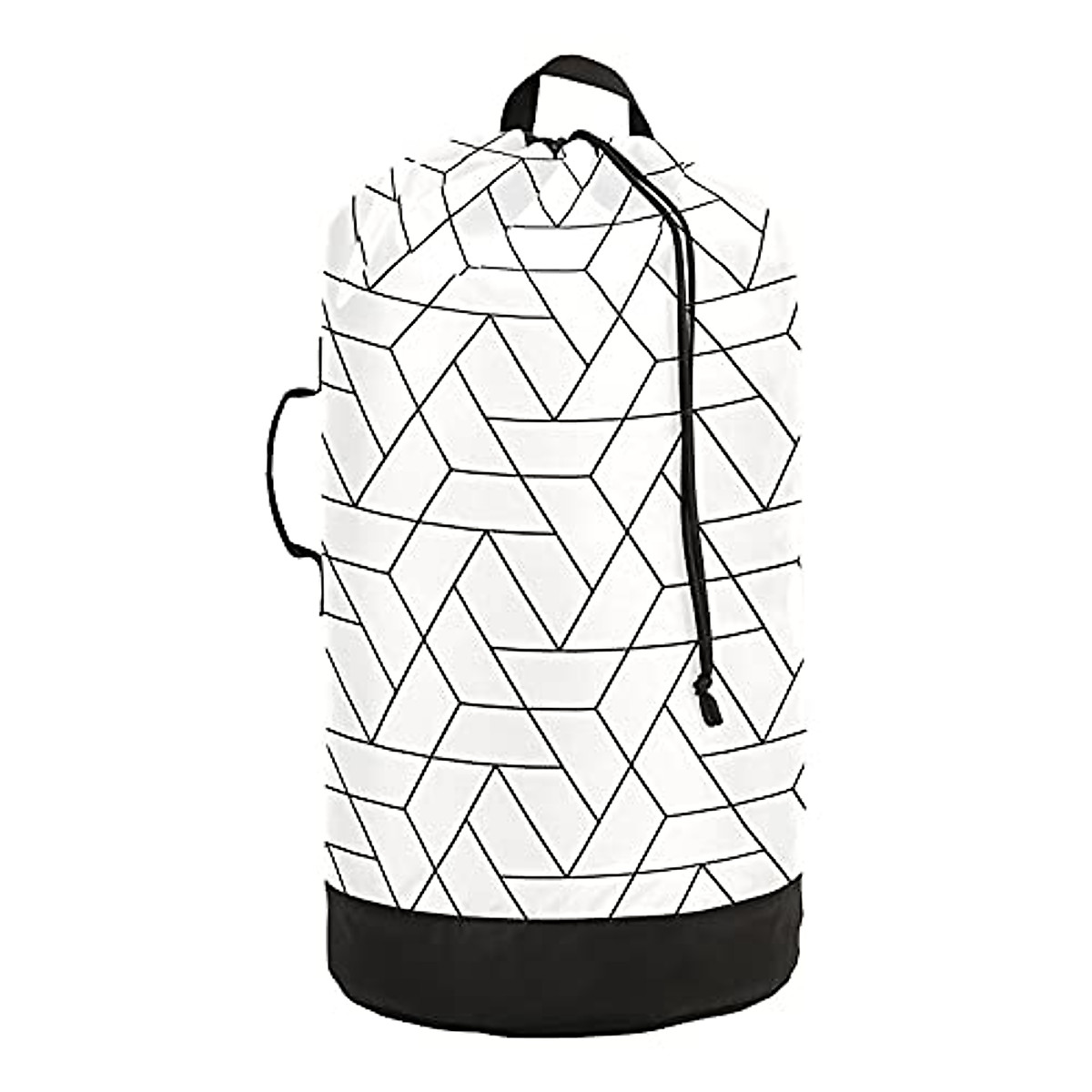 Geometric Pattern Backpack Laundry Bag for College Dorm, Laundry Backpack Waterproof Durable with Shoulder Straps, Nylon Laundry Hamper Bag for Travel Laundromat Apartment