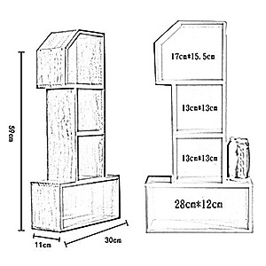 PIBM Stylish Simplicity Shelf Wall Mounted Floating Rack Shelves Retro Solid Wood Storage High Capacity Bar Cafe Save Space,3 Colors,4 Grids, Blue , 30x11x59cm