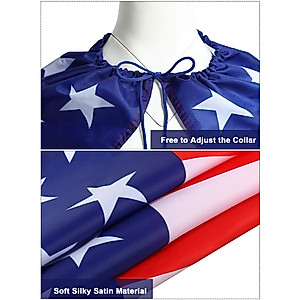 Frienda American Flag Costume Cape, Retro 80's USA Sunglasses and Flag Headband for 4th of July Independence Day Celebration