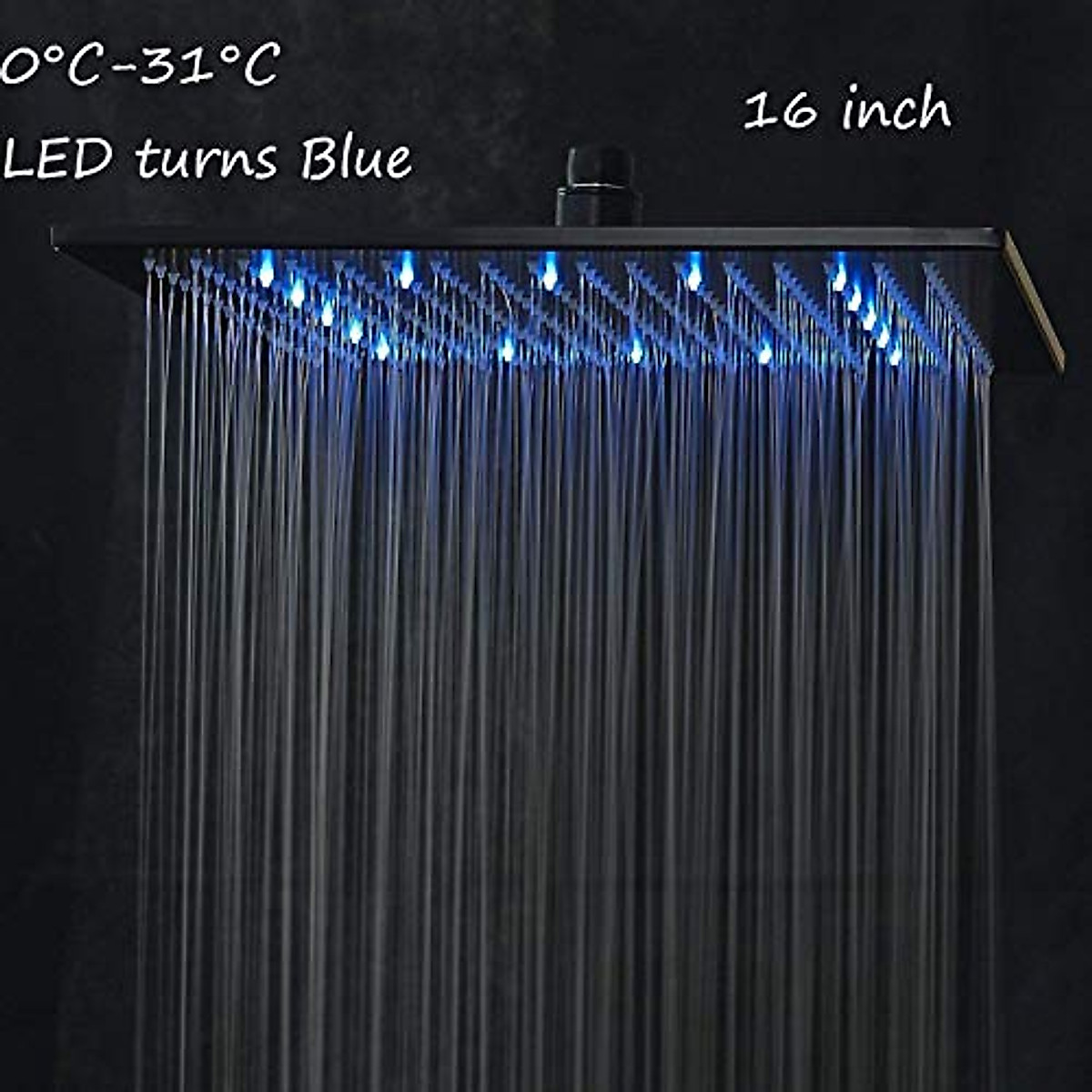 NeierThodore LED 16 Inch Square Shower Head Replacement with Rotatable Ball，Oil Rubbed Bronze