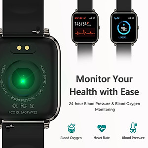 KALINCO Smart Watch, Fitness Tracker with Heart Rate Monitor, Blood Pressure, Blood Oxygen Tracking, 1.4 Inch Touch Screen Smartwatch Fitness Watch for Women Men Compatible with iOS Android