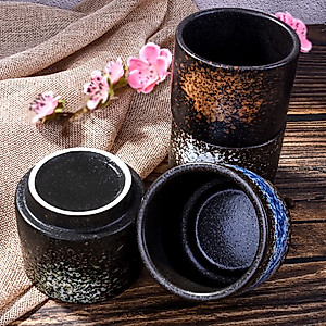 LMRLCS Sake Cup Set of 4, Japanese Tea Cups, Asian Porcelain Tea Cup, 6.7 oz, Stemless Ceramic Cup for Tea and Sake