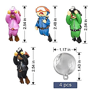 Philbinden 4 Pcs Floating Fish Tank Decorations Aquarium Décor Cute Little Diver Floating Around Freely Aquarium Accessories(Purple, Black, Green, Blue)