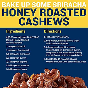 PLANTERS Deluxe Honey Roasted Whole Cashews, Sweet and Salty Snacks, 8.25oz (1 Canister)