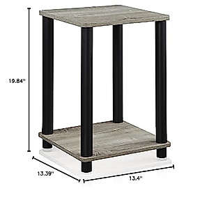 FURINNO Turn-N-Tube Haydn End Table, 1-Pack, French Oak Grey/Black