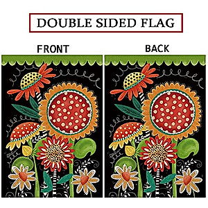 Spring Garden Flag Sunflower Black Summer Double Sided Burlap Vertical Holiday Seasonal Farmhouse Yard Outdoor Home Decorations 12.5 x 18 Inch