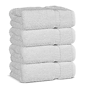 Chakir Turkish Linens 100% Cotton Premium Turkish Towels for Bathroom | 16'' x 30'' (4-Piece Hand Towel, White)