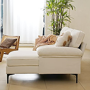 COOSLEEP Convertible Sectional Sofa Couch, 83" L-Shape Sofa Couch with Chaise Convertible,ChenilleFabric Upholstered for Living Room, Apartment, Office (Beige)