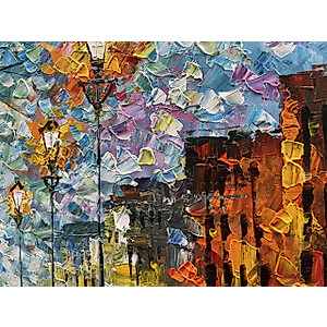 Alenoss Abstract Canvas Paintings 3D Modern Oil Paintings on Canvas 28x40 Inches Contemporary Colorful Landscape Wall Art Romantic Couples Blue Artwork for Home Decorations