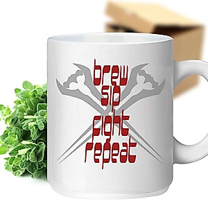 Gifts for Martial Arts Lovers, Great Father's Day Present - Fight Sweat for Coffee and Tea, Navy on 11 Oz White Ceramic Coffee Mug
