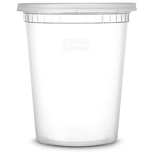 [48 Sets -32 oz.] Plastic Deli Food Storage Containers with Airtight Lids - Soup Containers with Lids
