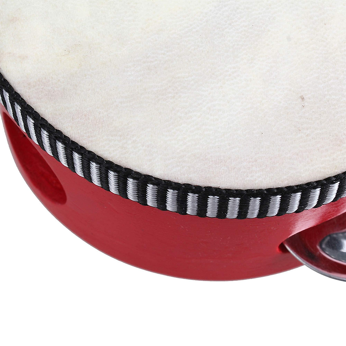 BQLZR 4" Red Musical Tambourine Beat Round Drum Wooden Natural Skinned Musical Instrument