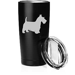 Smooth Body Tumbler Stainless Steel Vacuum Insulated Travel Mug Cup Gift Scottie Scottish Terrier (Black, 20 oz)