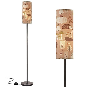RZNTJHUINA Modern Standing Lamps Autumn Subtle Fall Colors Brown Gold White Minimalist Floor Lamp Rustic Country Metal Pole Lamp with Linen Lampshade for Bedroom Living Room Office Nursery Reading