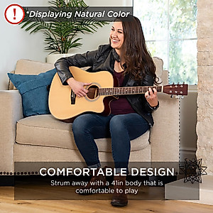 Best Choice Products 41in Beginner Acoustic Guitar Full Size All Wood Cutaway Guitar Starter Set Bundle with Case, Strap, Capo, Strings, Picks - Black