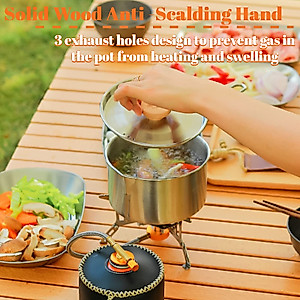 Xiuganpo Camping Pot Cookware, Stainless Steel Lunch Container 1L Backpacking Picnic Cooking Bento Box with Foldable Handle Portable Open Fire Stockpot Kettle for Outdoor Hiking, default