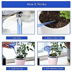 6 Pack Plant Watering Globes -Self Watering Globes Auto-Drippers System Water Globes for Plants-Glass Watering Globes for Plants Watering Irrigation Device for Indoor Outdoor Size 6" L x 2.4" D