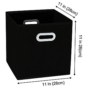 SEVENDOME Fabric Cloth Storage Bins,Fabric Cube Organizer with Dual Handles Foldable Cube Storage Baskets for Home Bedroom Storage,Set of 3, Black