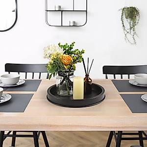 FRTIM 11.4 Inches Round Decorative Serving Tray, Green Decorative Tray Candle Tray for Coffee Dining Table Modern Farmhouse Kitchen Countertop Centerpiece Home Decoration