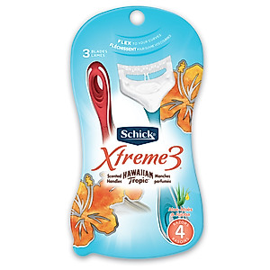 Schick Xtreme3 Women's Disposable Razors with Hawaiian Tropic Scented Handles, 4-Count (Pack of 2)