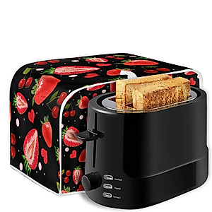Coldinair Strawberry Love Print Toaster Cover 2 Slice for Small Kitchen Appliance Bread Maker Dust and Fingerprint Protection