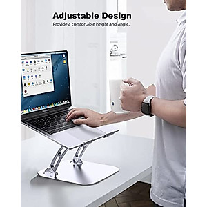 Laptop Stand, Portable Laptop Riser for Desk 17.3inch Laptops, Adjustment Laptop Stand for Desk, Laptop Holder Holds Up to 17.6lbs Computer Stand for Laptop Riser MacBook Stand for Desk - Silver